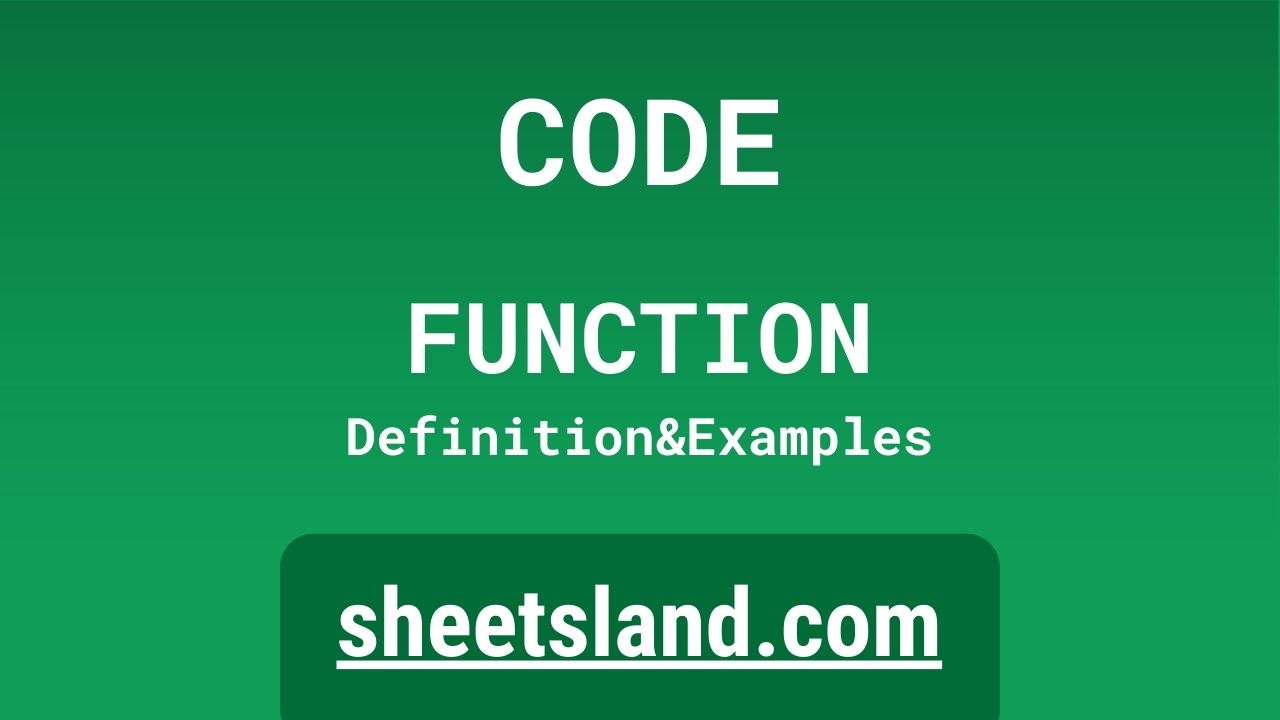 CODE Function Definition Formula Examples And Usage