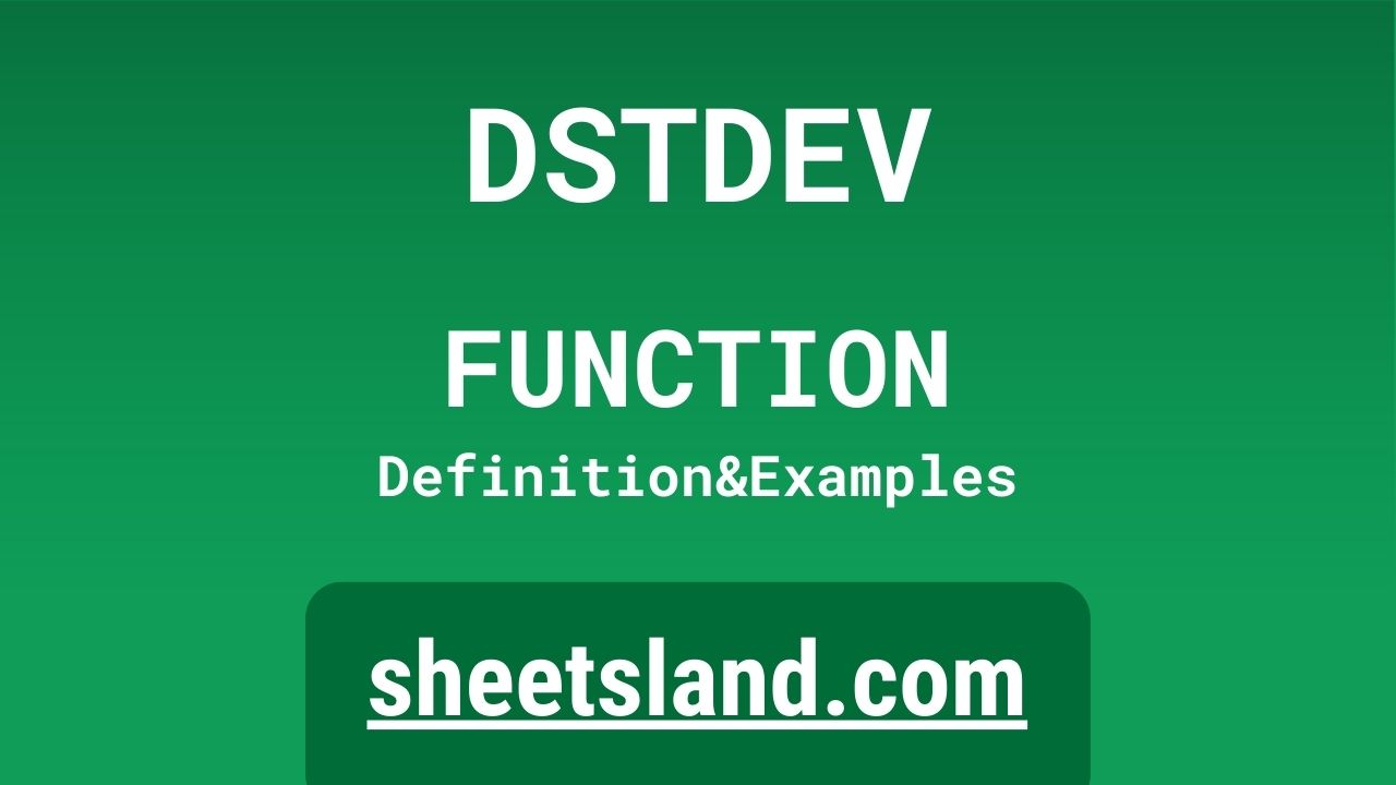Dstdev Function Definition Formula Examples And Usage